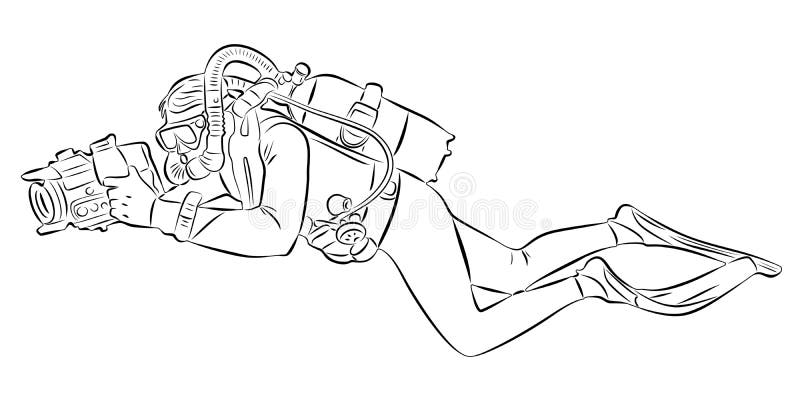 Scuba Diver Line Drawing Stock Illustrations – 217 Scuba Diver Line ...