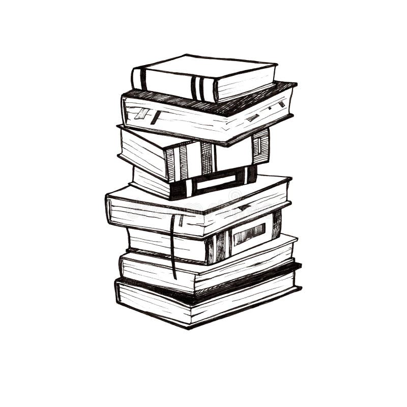 Isolated Illustration of a Stack of Books of Different Sizes Stock ...