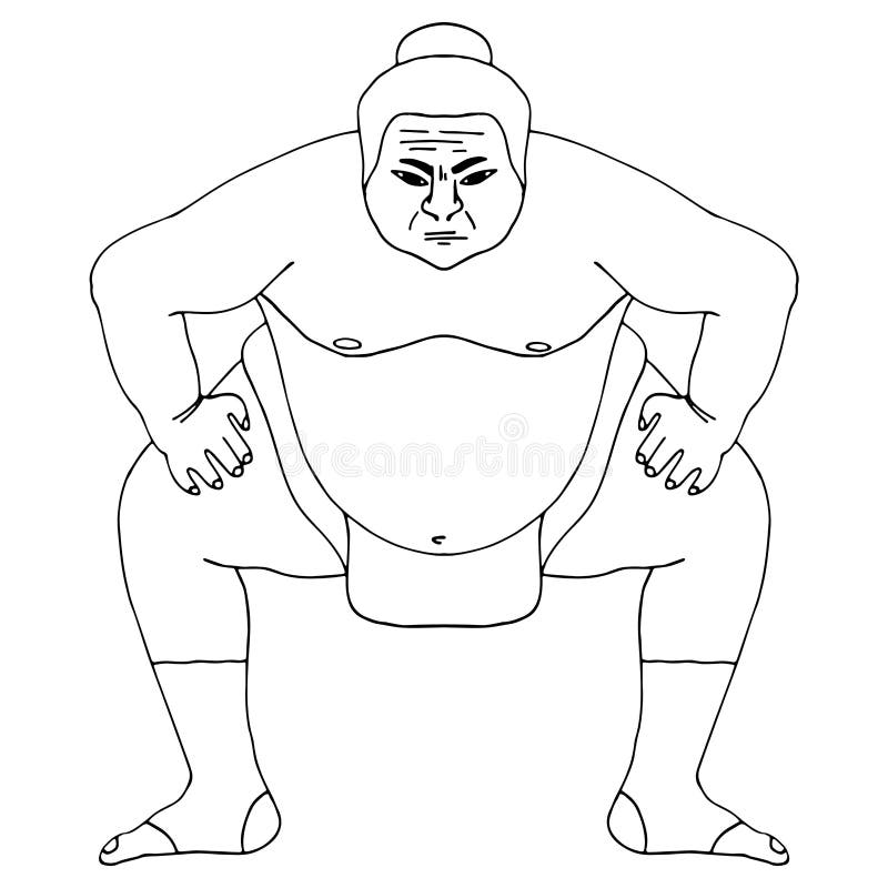 Illustration of Sumo Wrestler, Vector Draw Stock Vector - Illustration ...