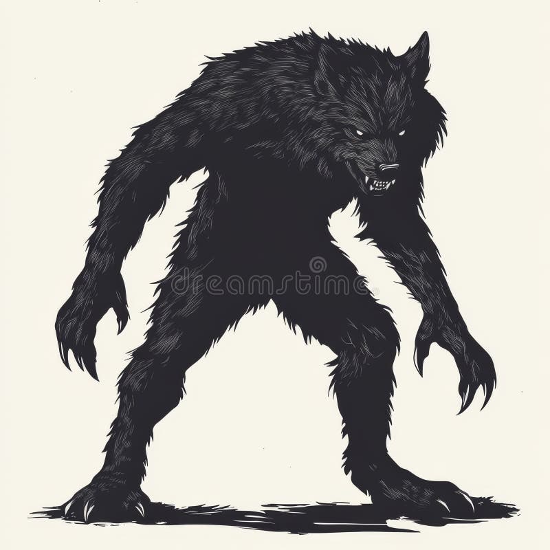 Isolated Illustration of a Werewolf Silhouette on a White Background ...