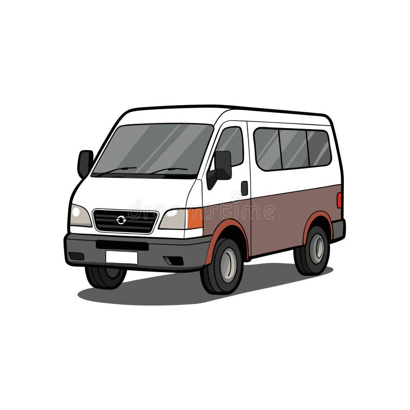 Isolated Illustration of a White and Brown Van Stock Illustration ...