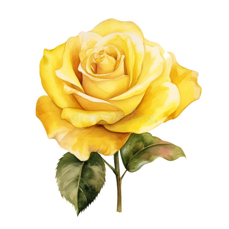 Isolated Illustration of Yellow Rose Flower. Generative AI Stock ...