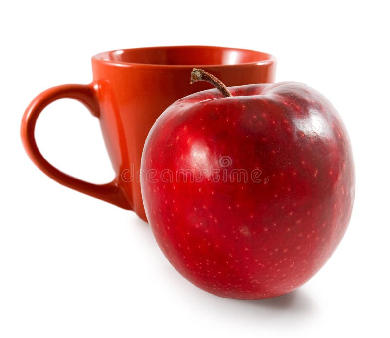 Isolated Image of Apple and Cup Closeup Stock Photo - Image of benefit ...
