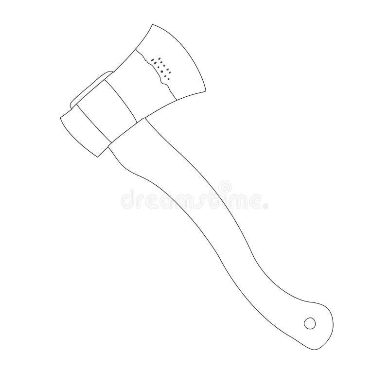Isolated Image of Ax with Wooden Handle in Lineart Style Stock Vector ...