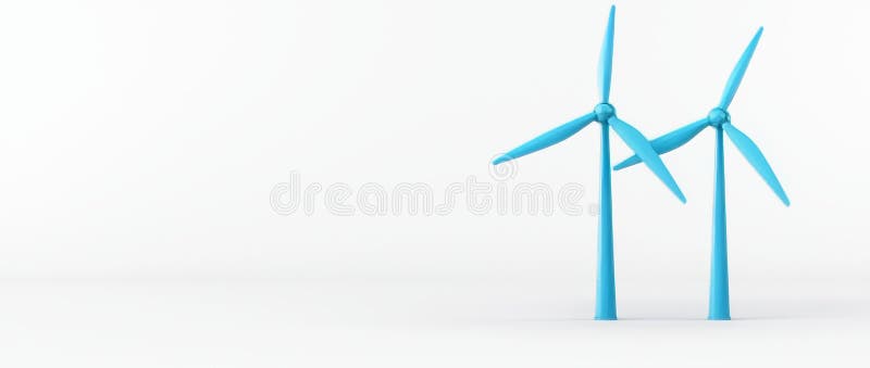 This is an Isolated Image of a Blue Wind Turbine, Symbolizing Renewable ...