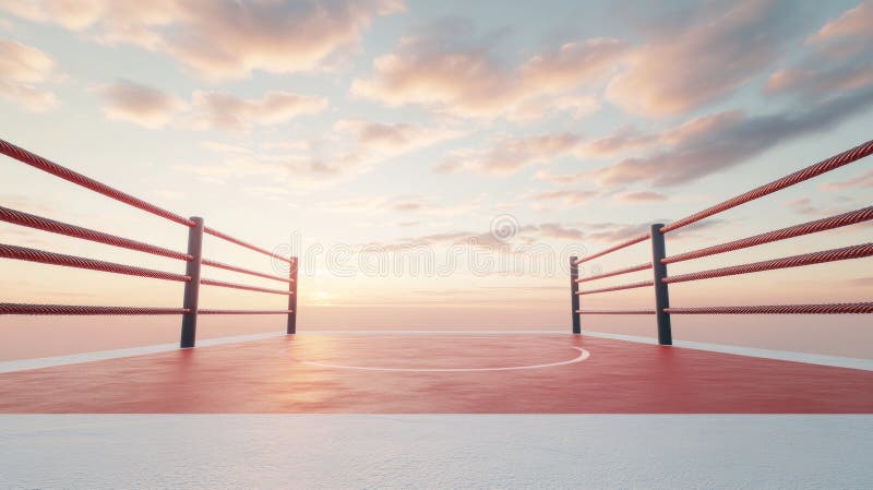 An Isolated Image of a Boxing Ring with Red and White Corners Stock ...