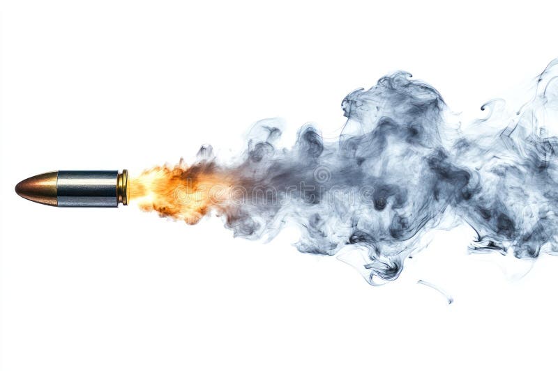 Bullet with Smoke Trail on White Background Stock Illustration ...