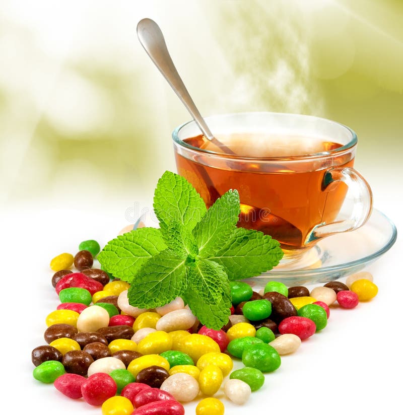 Isolated Image of Cup of Tea and Candy Closeup Stock Image - Image of ...