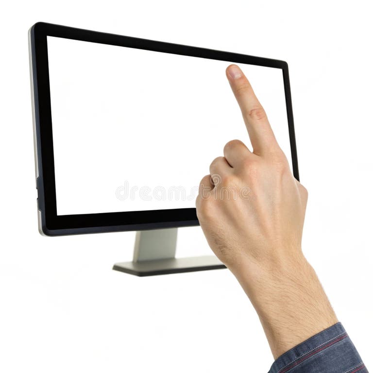 Hand Pointing at Screen on White Background Stock Illustration ...