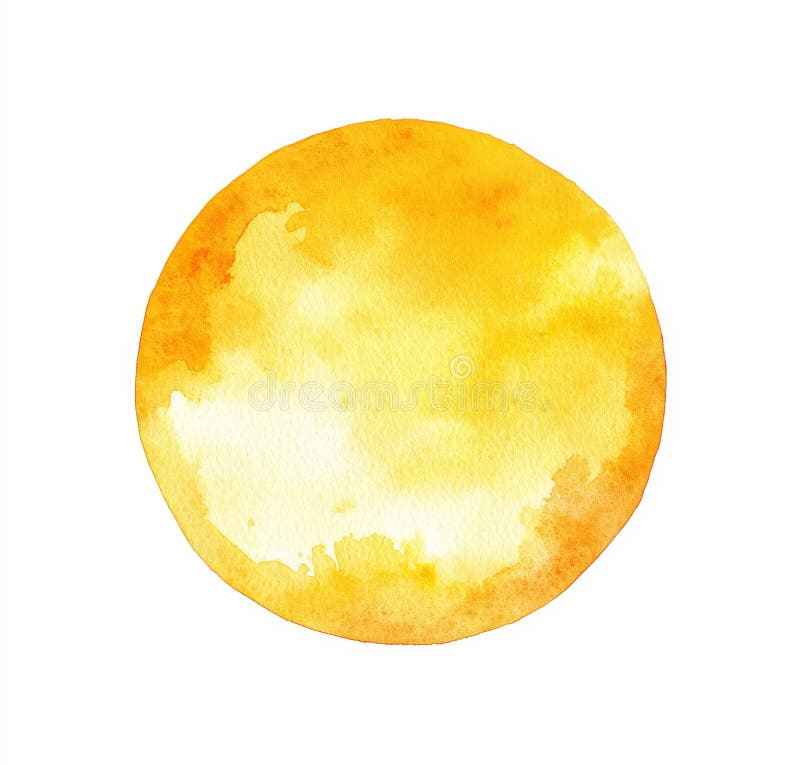 An Isolated Image of a Modern Yellow Watercolor Sun on a White ...