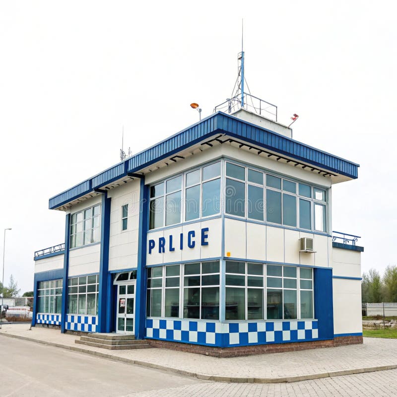 Police Station Isolated on White Background Stock Illustration ...
