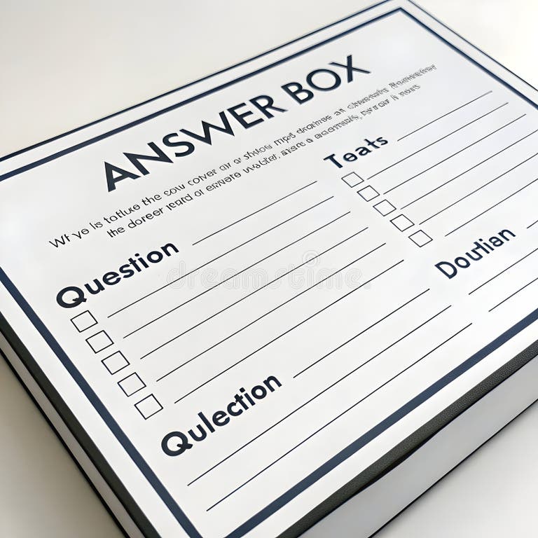 Question with Answer Box Template Isolated on White Background Stock ...