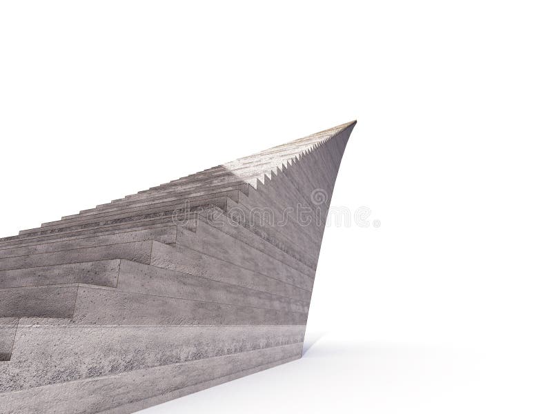 Concrete Staircase in Residential House Building - Side View. 3d Render ...