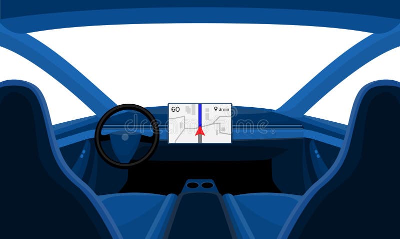 Isolated Inside Car Interior Front Dashboard View Outside Window Stock ...