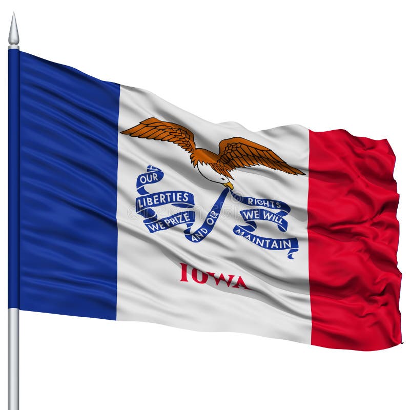Isolated Iowa Flag on Flagpole, USA State Stock Illustration ...
