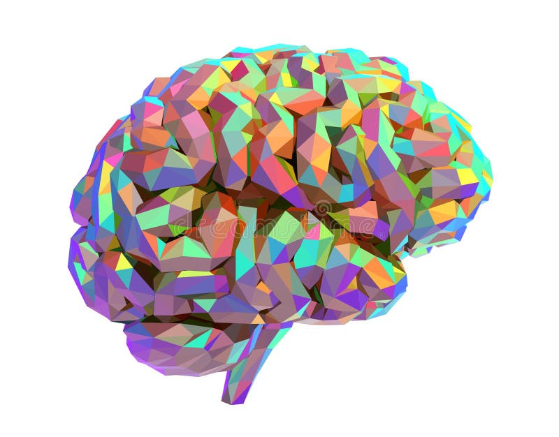 Isolated Iridescent Low Poly Human Brain, Side View Stock Vector ...