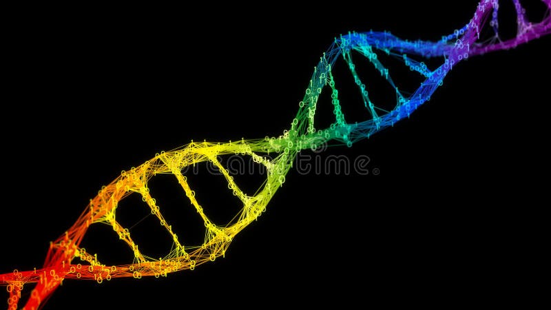 Isolated Iridescent Rainbow Random Digits Plexus DNA Molecule Strand ...
