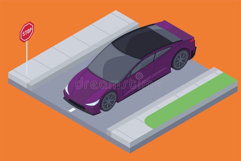 Isolated Isometric 3d Purple Racing Car Icon Stock Illustration ...