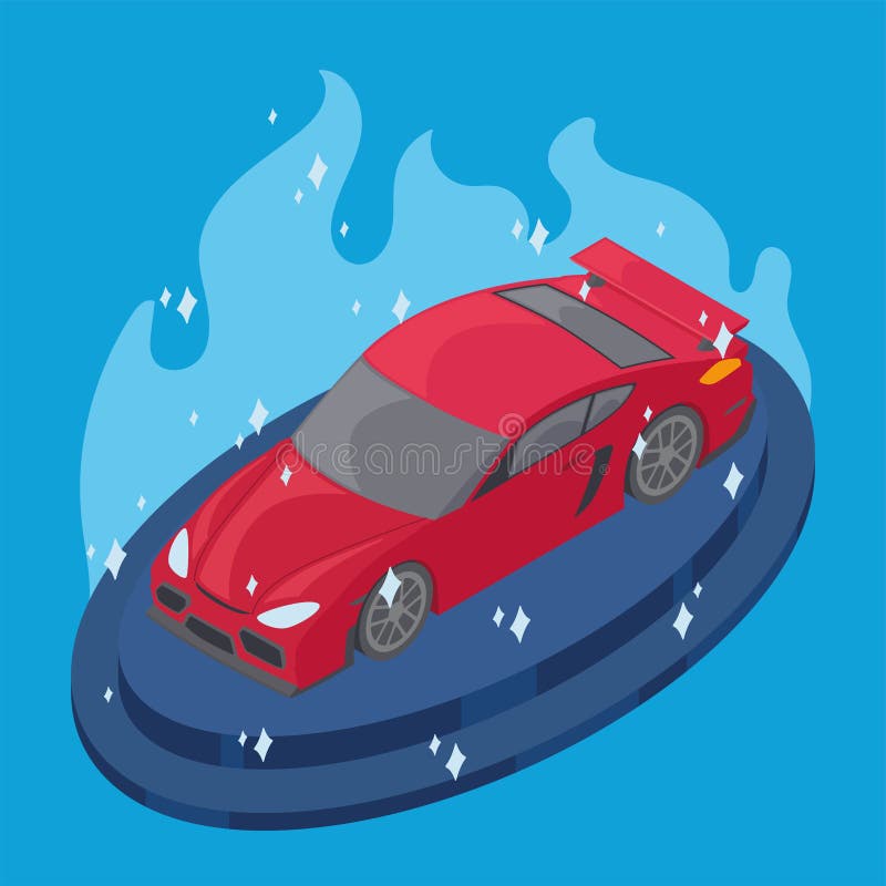 Isolated Isometric 3d Red Racing Car Stock Vector - Illustration of ...