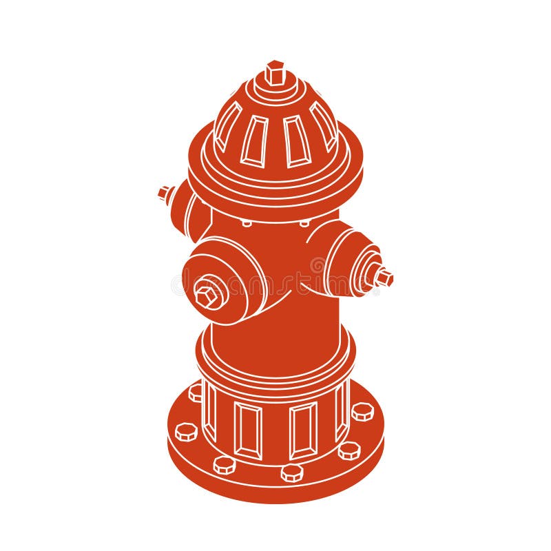 Isolated Isometric Silhouette of Red Fire Hydrant Stock Vector ...