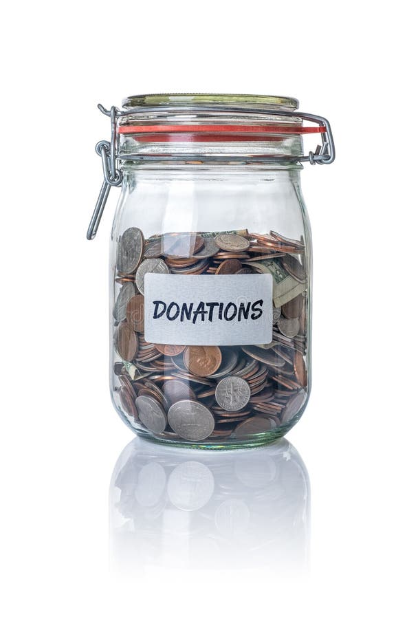 Isolated Coins In Jar With Donation Label Stock Image - Image of ...