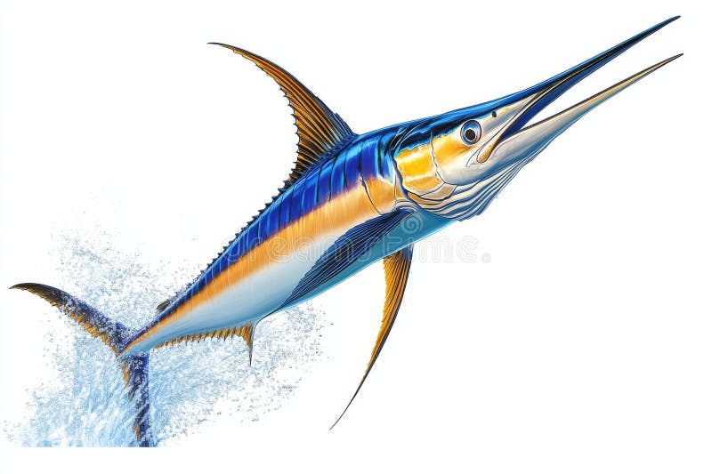 Swordfish Jumping Out of Water Tropical Fish Isolated on White ...