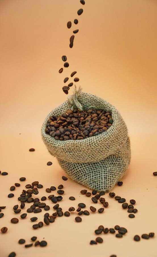 Isolated Jute Bag Full of Roasted Coffee Beans Stock Photo - Image of ...