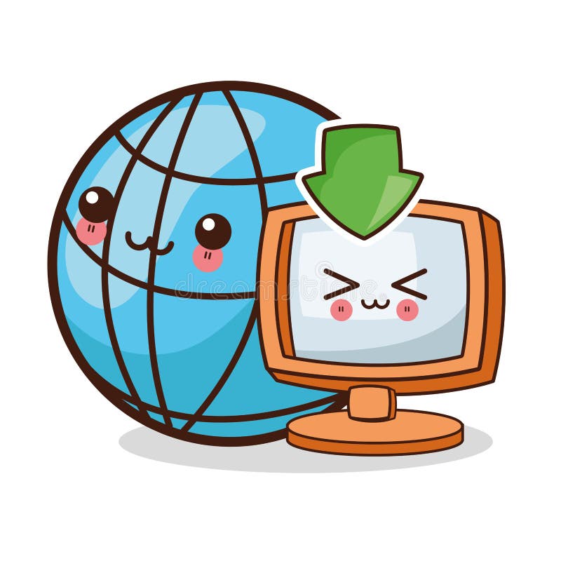 Kawaii computer design stock vector. Illustration of cute - 126273364