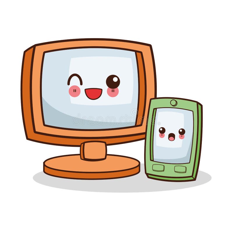 Isolated Kawaii Computer Design Stock Vector - Illustration of clipart ...