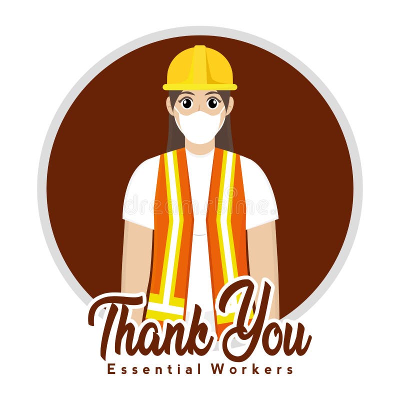 Isolated Laborer Thank You Essential Workers Stock Vector ...