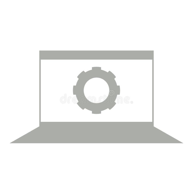 Isolated Laptop with a Gear Symbol. Programming Code Stock Vector ...