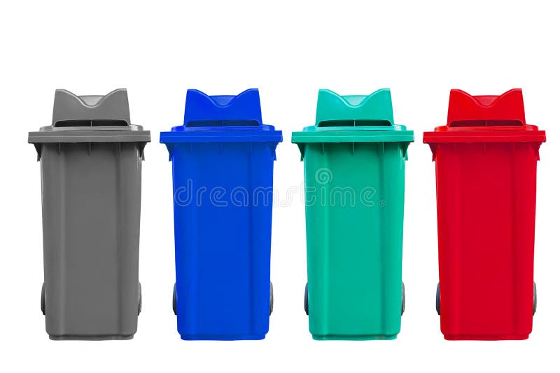 Isolated Large Four Color Garbage Bins with Wheel Stock Image - Image ...