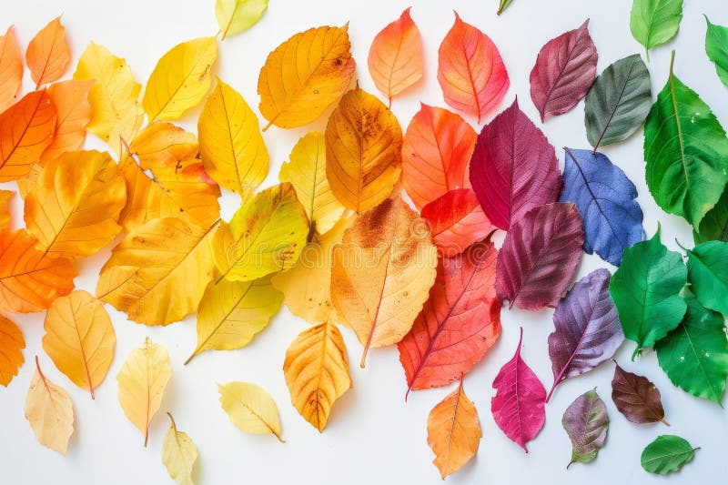Isolated Leaves. Collection of Multicolored Fallen Autumn Leaves ...