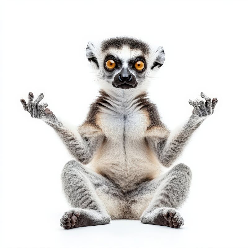 Isolated Lemur on White Background in High Fidelity Style Stock ...