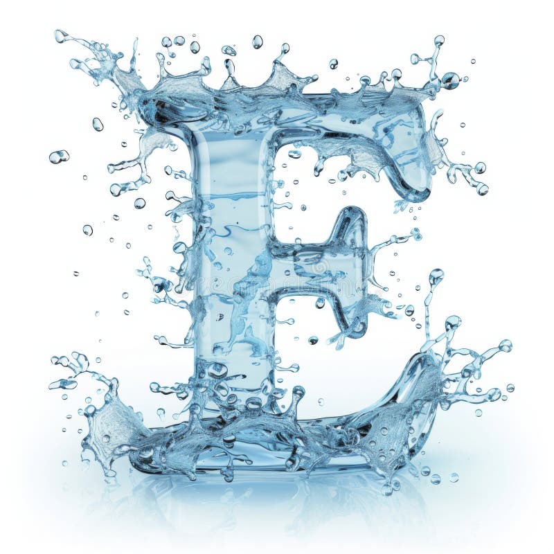 Isolated Letter E in the Shape of Water Splashes on a White. Stock ...