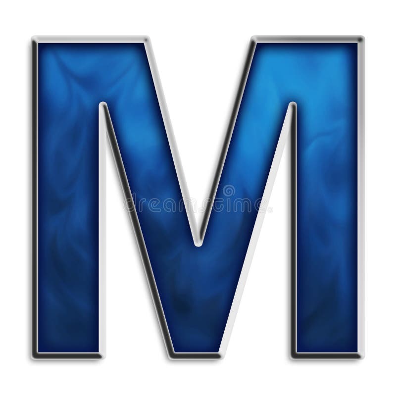 Isolated Letter M in Tribal Blue Stock Illustration - Illustration of ...