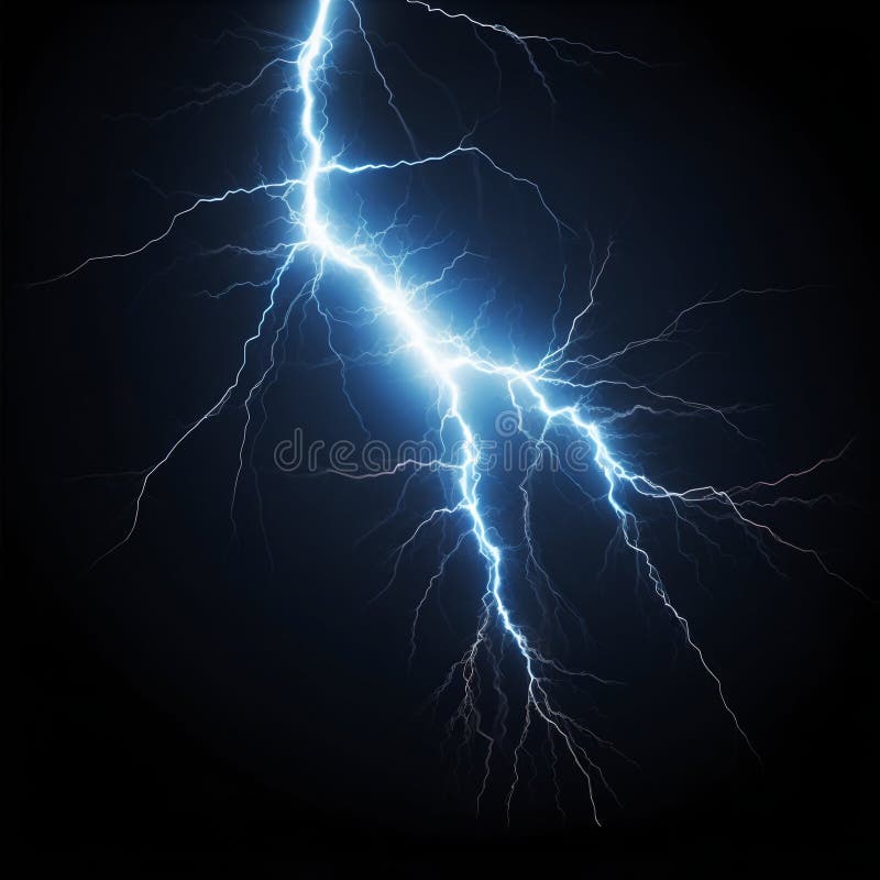 Isolated Lightning Charge on Black Background. Generative Ai Stock ...