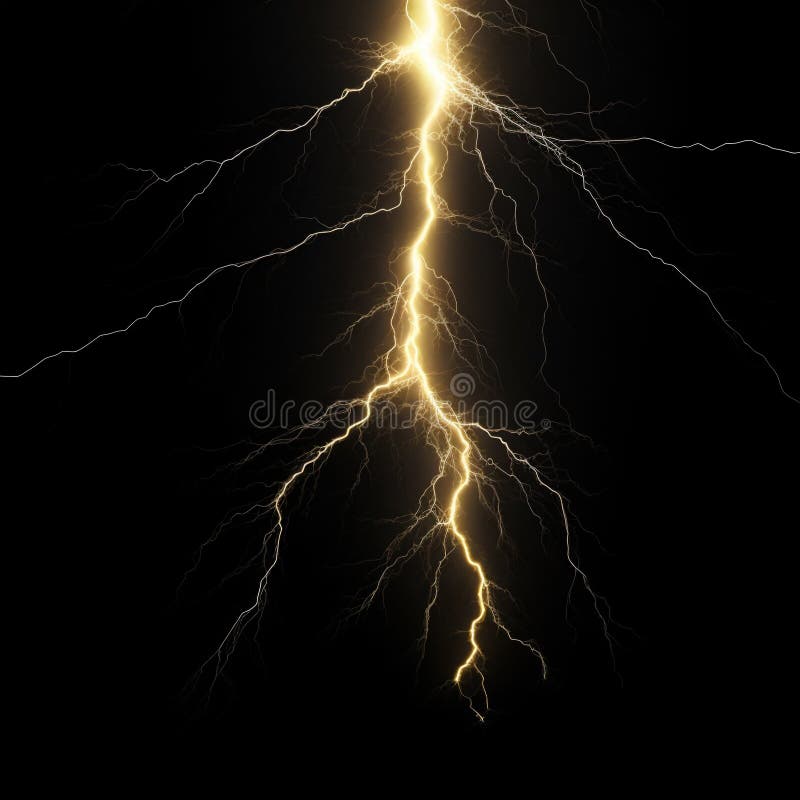 Isolated Lightning Charge on Black Background. Generative Ai Stock ...