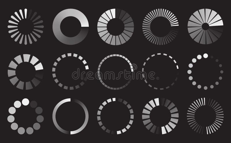 Isolated Loading Icon Set on Black Background, Vector Illustration ... Isolated Loading Icon Set on Black Background, Vector Illustration ...