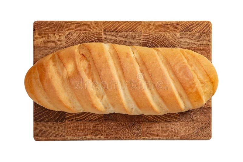 Isolated Loaf of Bread on Wooden Rectangular Cutting Board on White ...