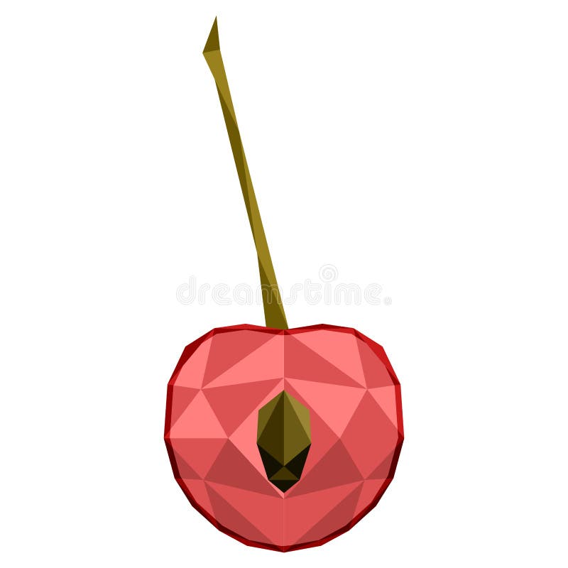 Low Poly Cherry stock vector. Illustration of tree, cherry - 70363731