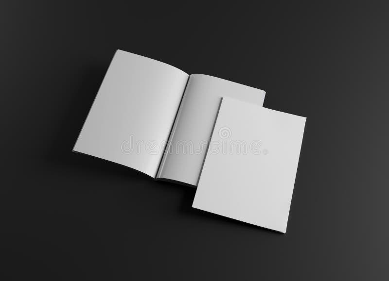 Isolated Magazine Cover and Open Magazine Mockup on Black Background ...