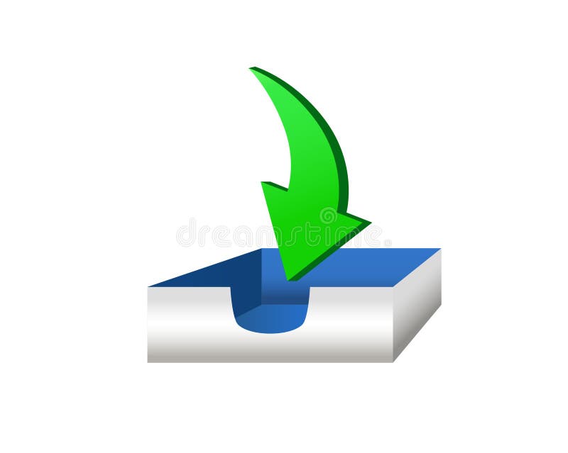 Mail, Document Paper Tray Icon with Green Down Arrow for Email Outbox ...
