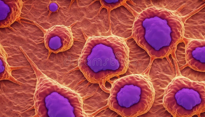 Isolated Malignant Cancer Cells Under a Microscope Stock Illustration ...