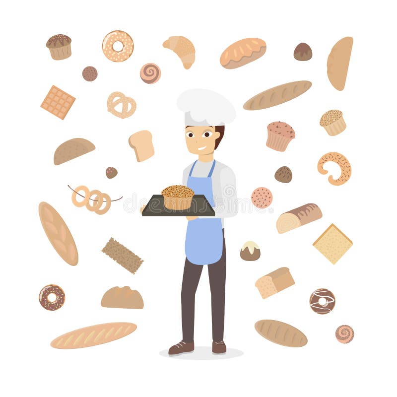 Isolated man baker. stock vector. Illustration of baker - 113595012