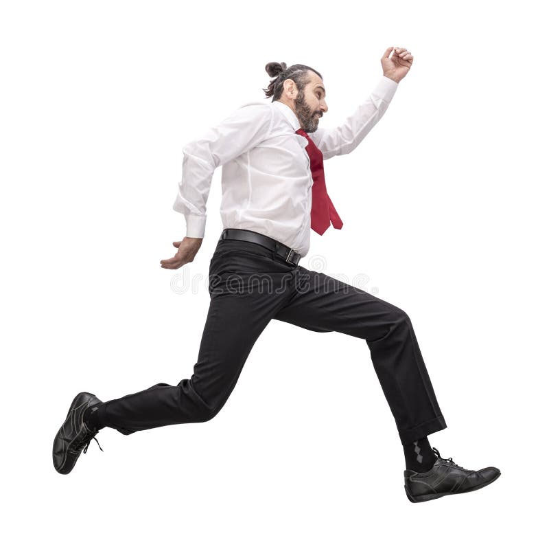 Businessman jumping pose stock photo. Image of enjoying - 134754874
