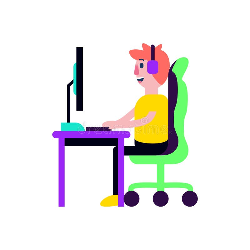Isolated man screen gamer stock vector. Illustration of video - 197264164