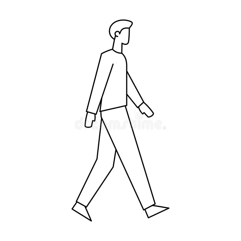 Isolated Man Walk Draw Vector Illustration Stock Vector - Illustration ...