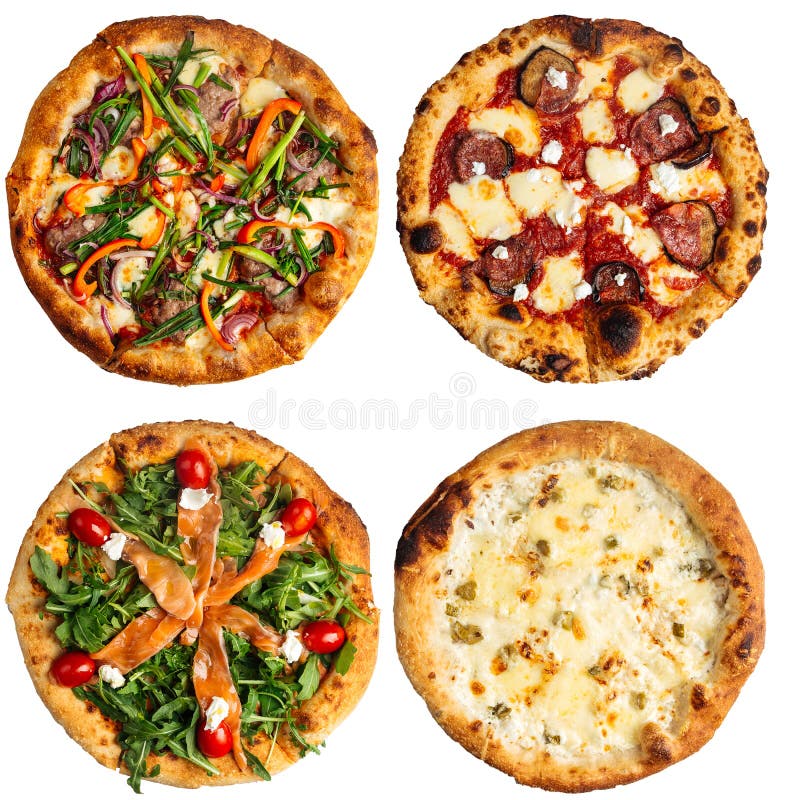 Isolated Many Different Pizza Menu Design Collage Stock Photo - Image ...
