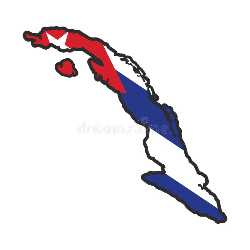 Isolated Map of Cuba with Its Flag Vector Stock Vector - Illustration ...